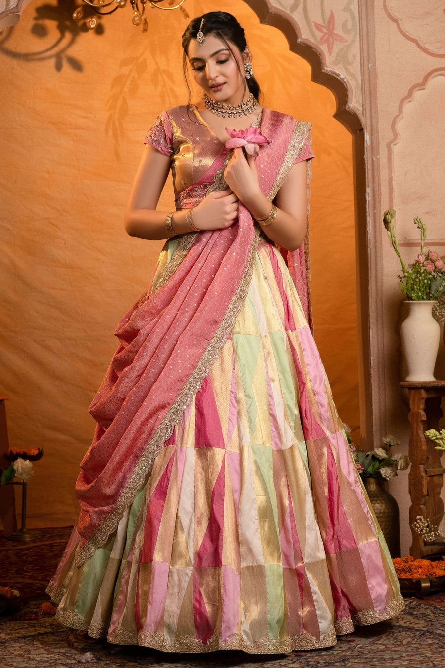 Komalritika Soft Silk Pink Lehenga Set