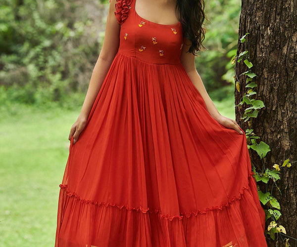 Buy Carrot Orange Midi Dress for women | Flatt 40% off