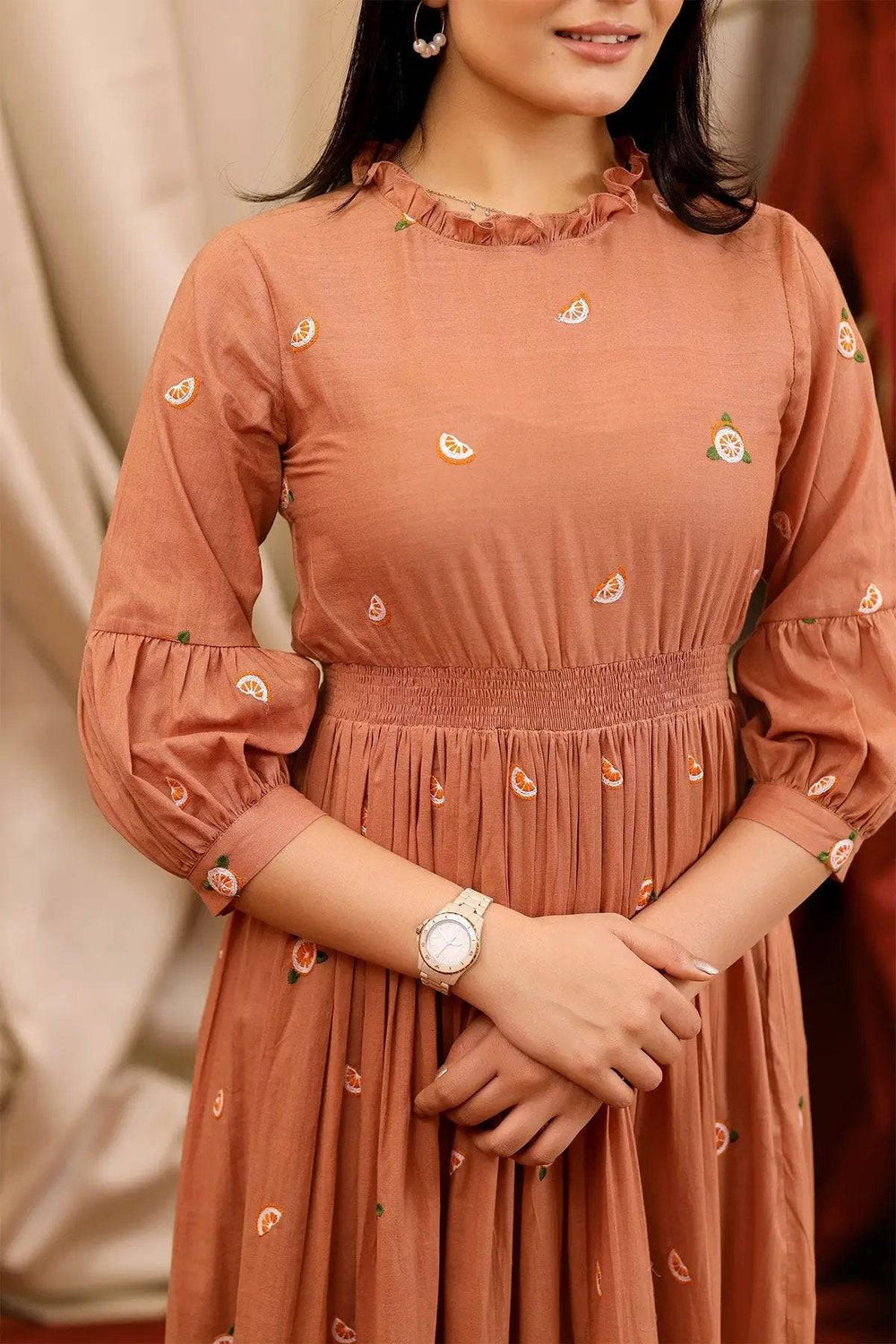 Exclusive Long Dresses, Colimbine Summer Dress in Rust Brown