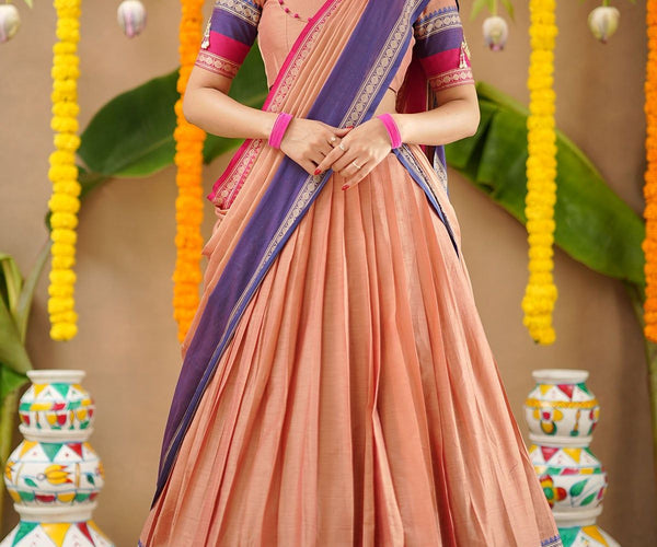Mridula 2-In-1 Half Saree with Cutout Blouse - Mridula 2-In-1 Half ...