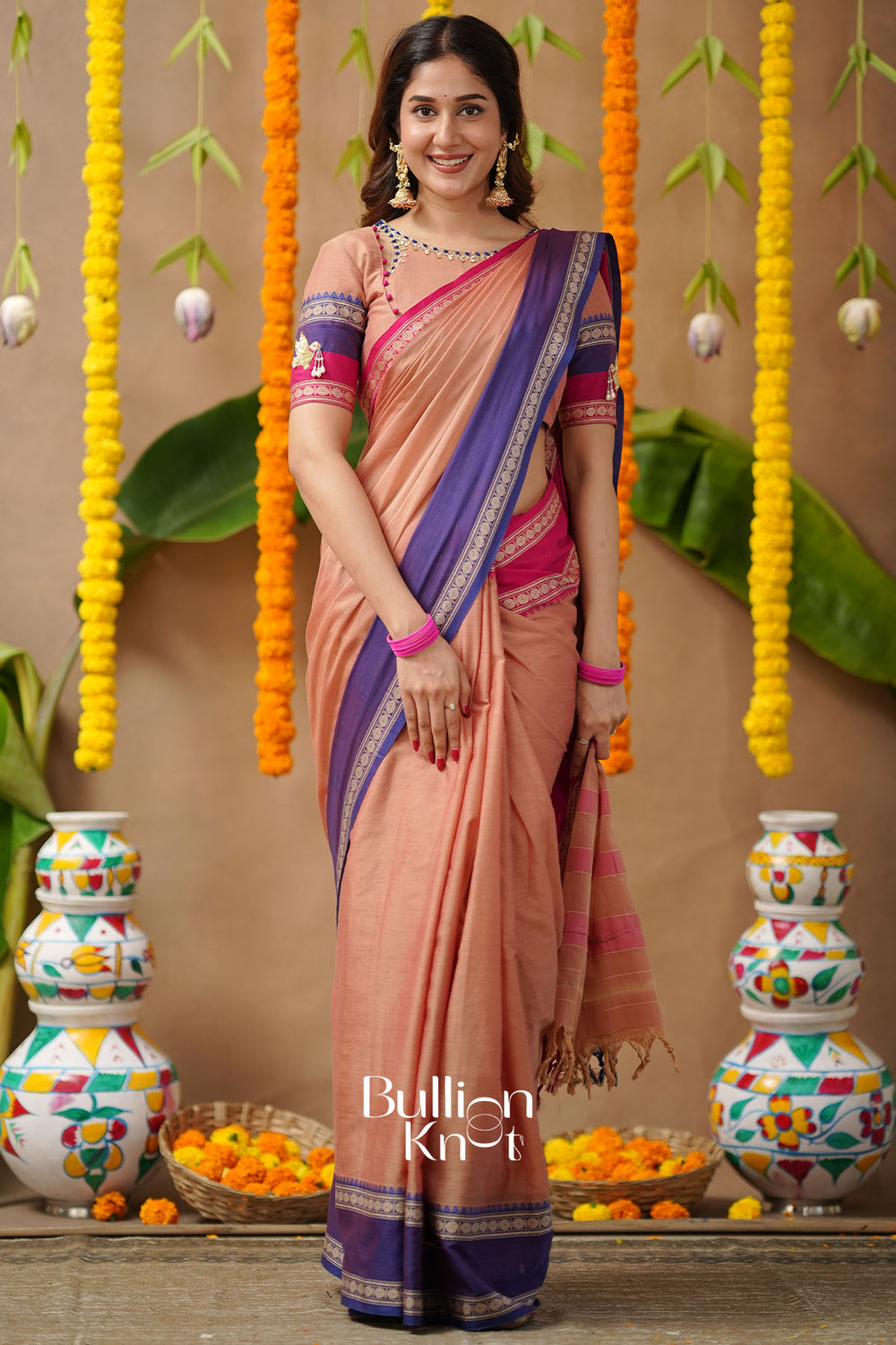 Buy indian Half Saree with One-Side Cutout Blouse & Bird Handwork