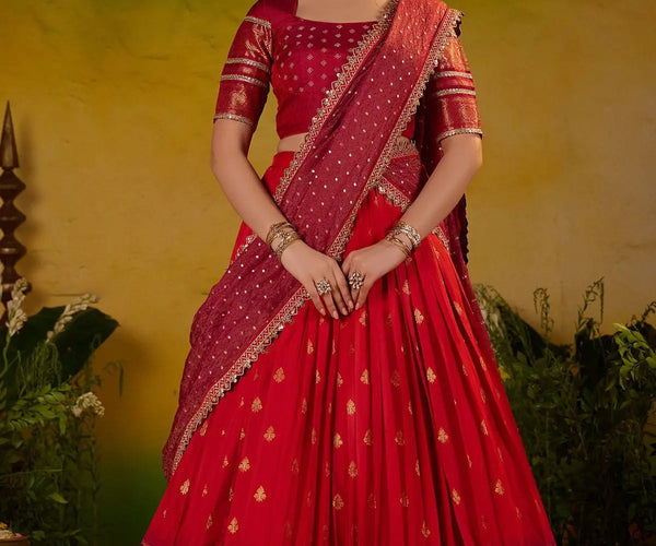 Kaushika Soft Silk Lehenga Set In Red - Elegant Wedding Attire | Best ...