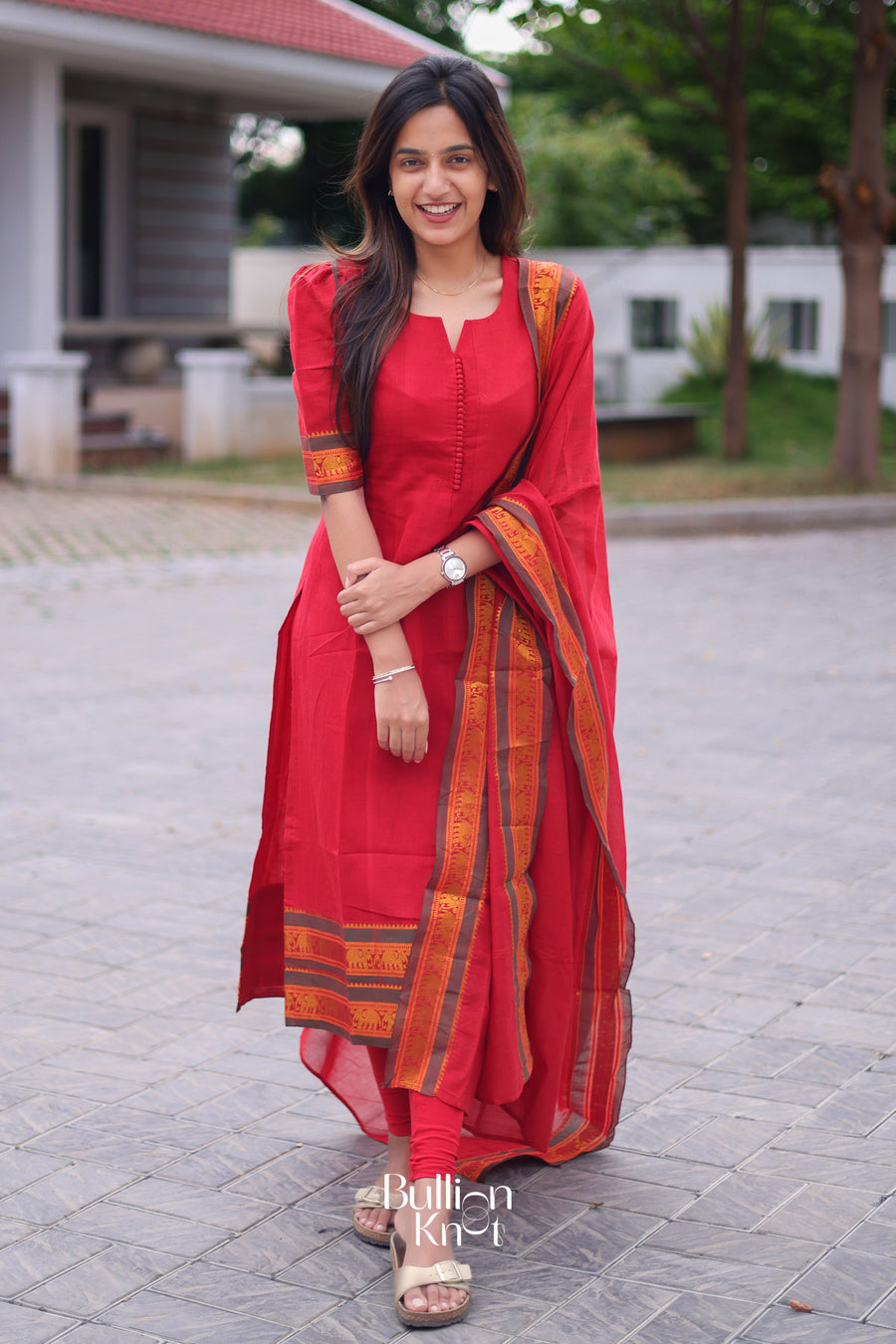 Exclusive - Rushika Kurta set in Red at bullionknot