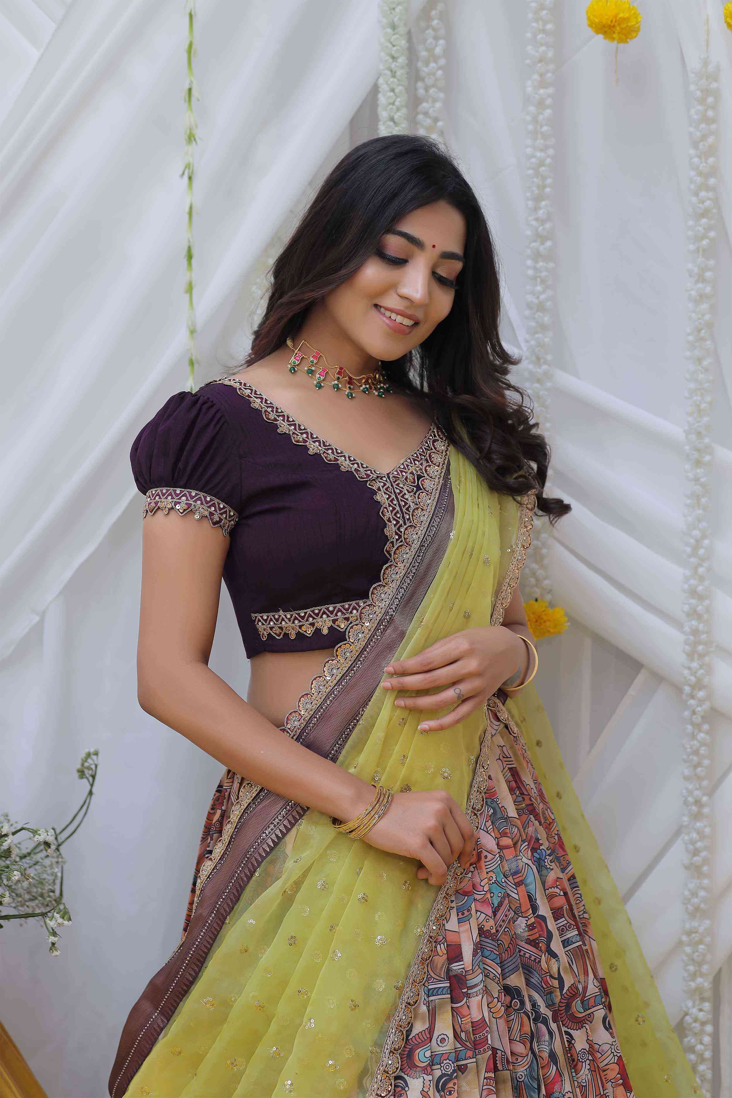 Kalamkari Half Saree Online Shopping | Kalamkari Sarees for Wedding