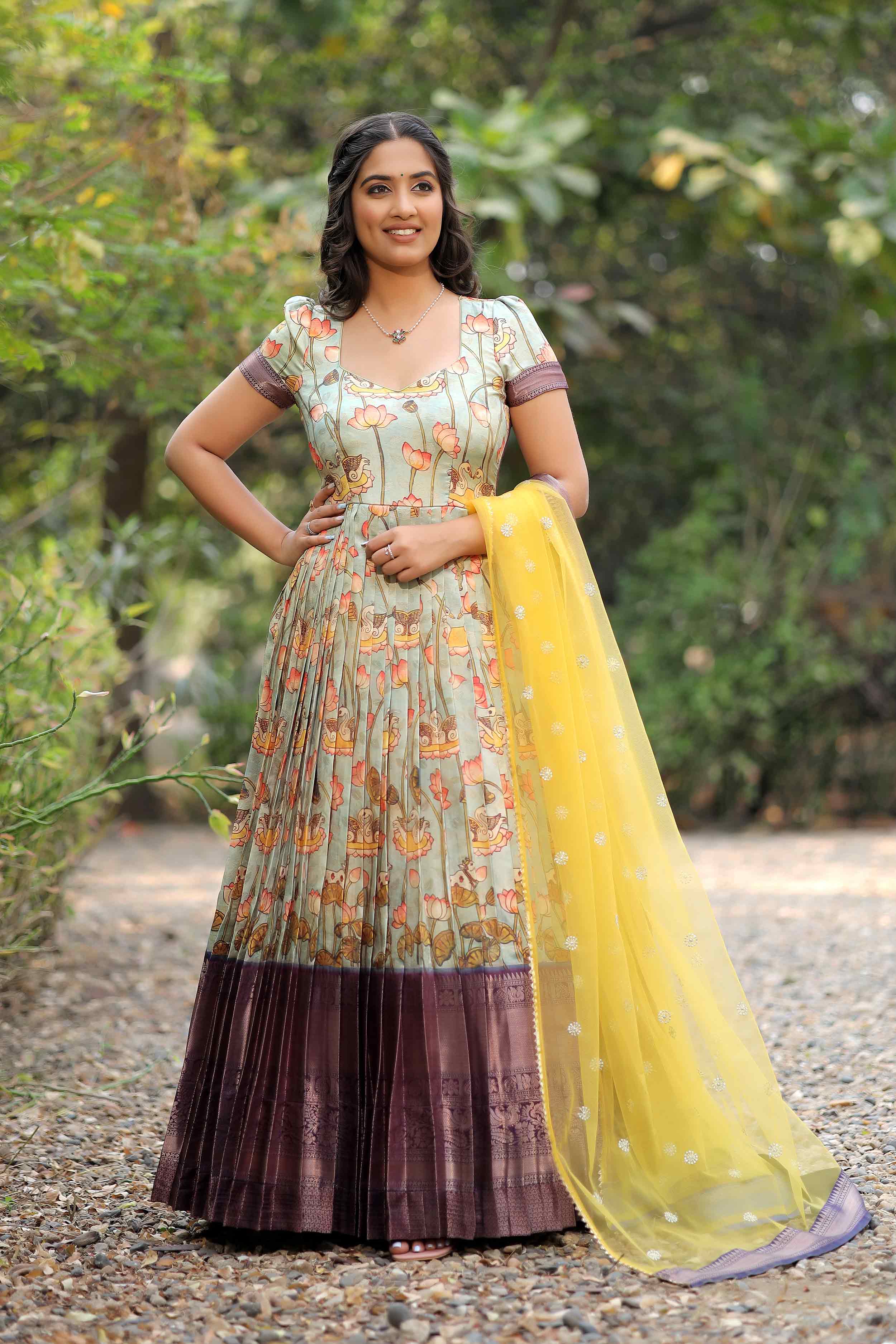 Shop Ethnic Kalamkari Dresses Online | New Kalamkari Long Frocks